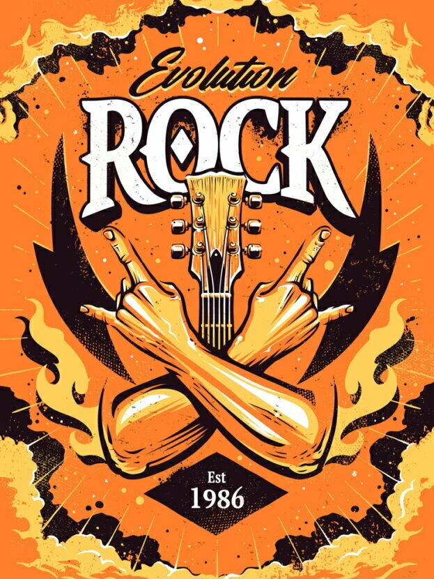 Плакат, постер Rock Evolution на холсте, размер 42х60см