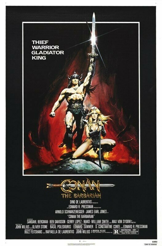 Плакат, постер Конан-варвар (Conan the Barbarian), Джон Милиус на холсте, размер 42х60см