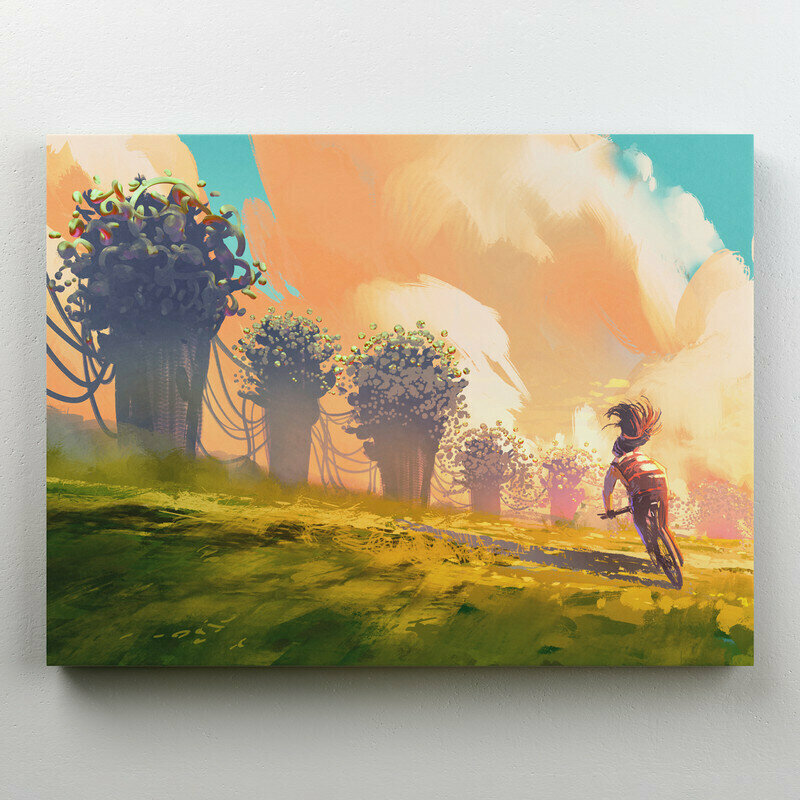 Интерьерная картина на холсте "Поле с фантастическими деревьями" размер 60x45 см