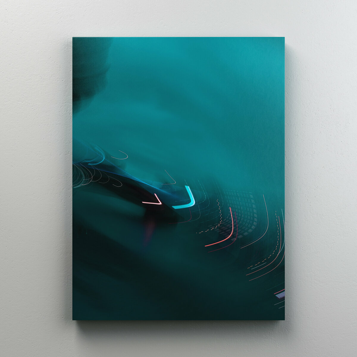 Интерьерная картина на холсте "Абстракция неоновые галочки" абстракция, размер 30x40 см