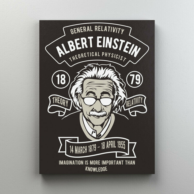 Интерьерная картина на холсте "Винтажный постер - Альберт Эйнштейн - теоретический физик" размер 22x30 см