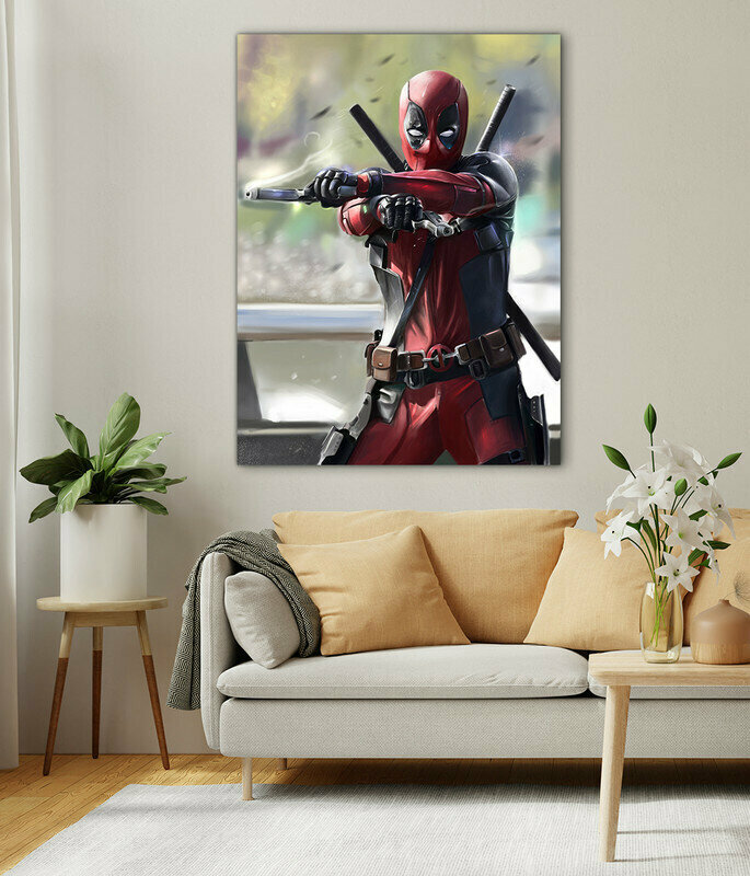 Интерьерная картина на холсте "Дэдпул арт" размер 45x60 см