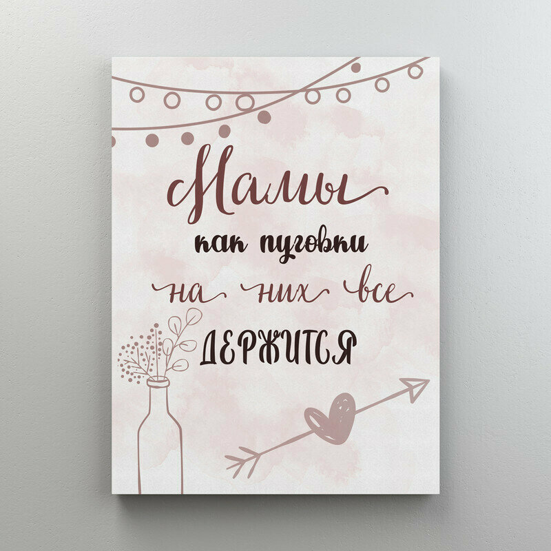 Интерьерная картина на холсте "Подарок для любимой мамы" размер 22x30 см