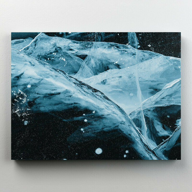 Интерьерная картина на холсте "Трещины в ледяном озере", размер 30x22 см
