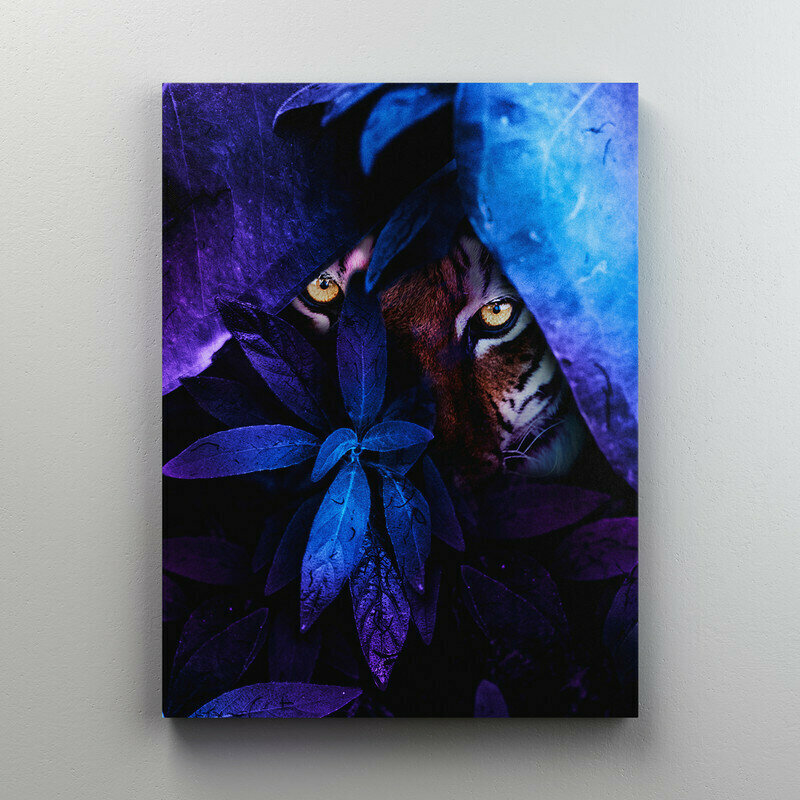 Интерьерная картина на холсте "Тигр на охоте" размер 45x60 см