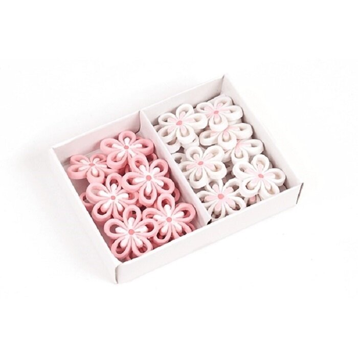 Ромашки декоративные на липучке розово-белые 2.5 см, 24 шт. в упаковке, для декора