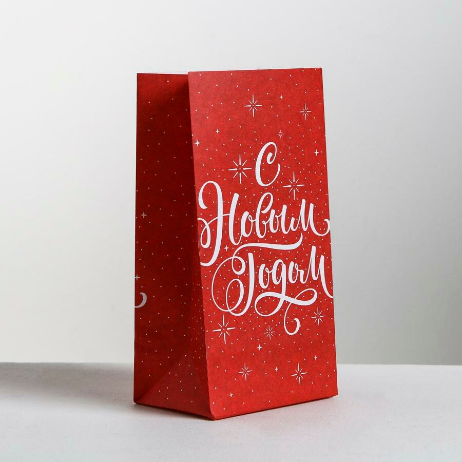 Дарите Счастье Пакет без ручек «Новогодний подарок», 10 × 19.5 × 7 см