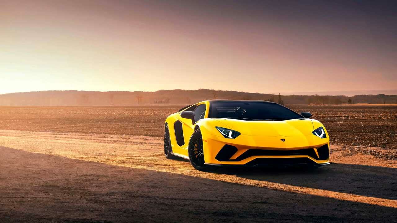 Картина на холсте 110x60 LinxOne "Желтый спортивный автомобиль" интерьерная для дома / на стену / на кухню / с подрамником