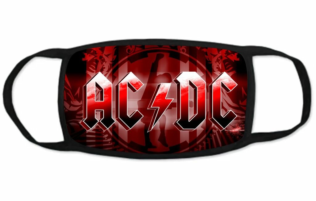 Маска защитная тканевая на лицо AC/DC, Эй-си/ди-си №1, Детская - 18 на 10 см