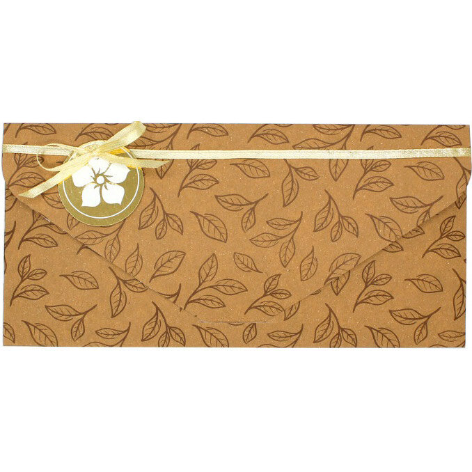 Конверт для денег 3D, Цветок и листочки, Крафт, Металлик, 1 шт.