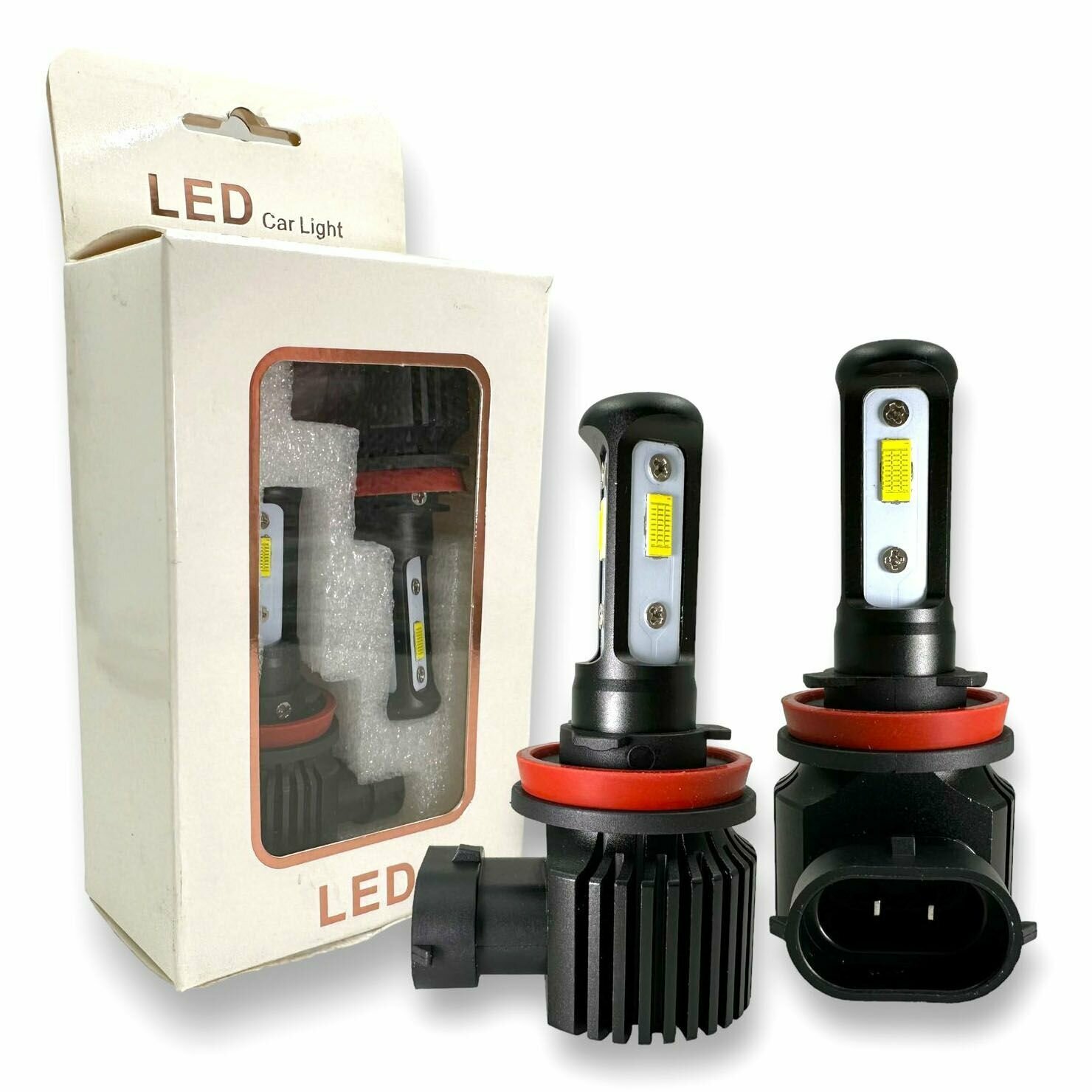 Светодиодные автомобильные лампы LED v5e, цоколь H11, диоды на 3 стороны (2 лампы)