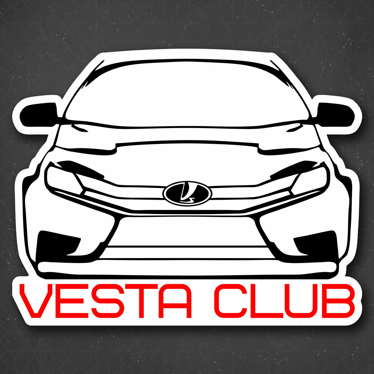 Наклейка на авто "VESTA club Веста клуб" 24X19 см