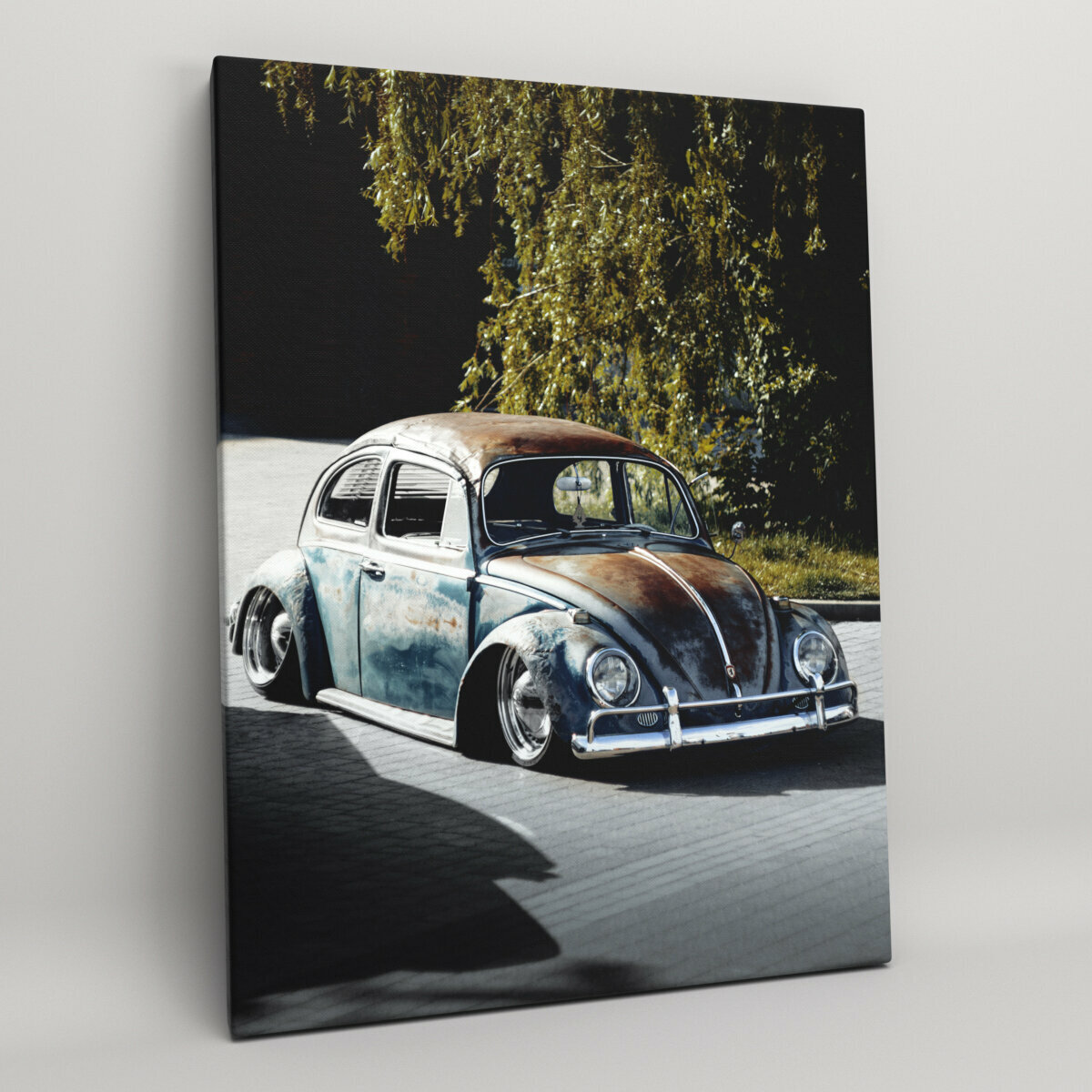 Картина на холсте (интерьерный постер) "Старый Фольксваген Жук" автомобили и машины, с деревянным подрамником, размер 30х40 см