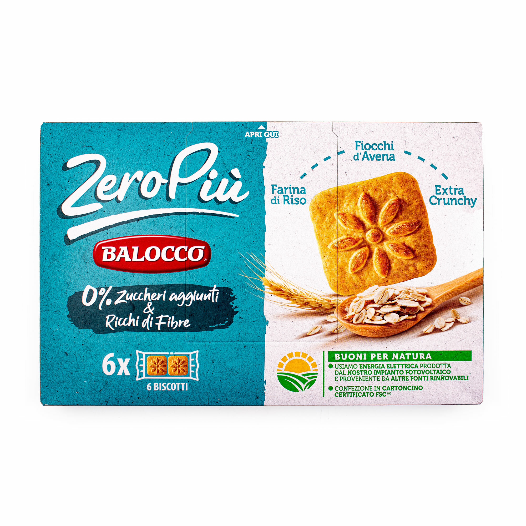 Печенье песочное без сахара (0%) с овсяными хлопьями, квадратное, BALOCCO, 0,230 кг (карт/кор)