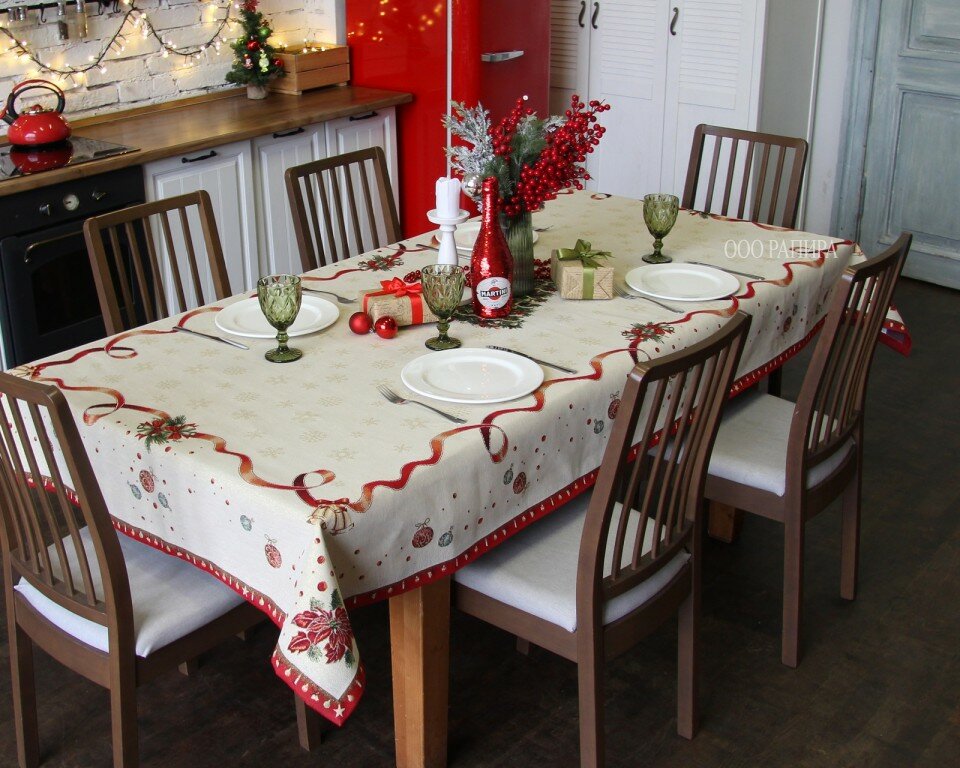 Скатерть новогодняя Новый год 135х255 см гобелен