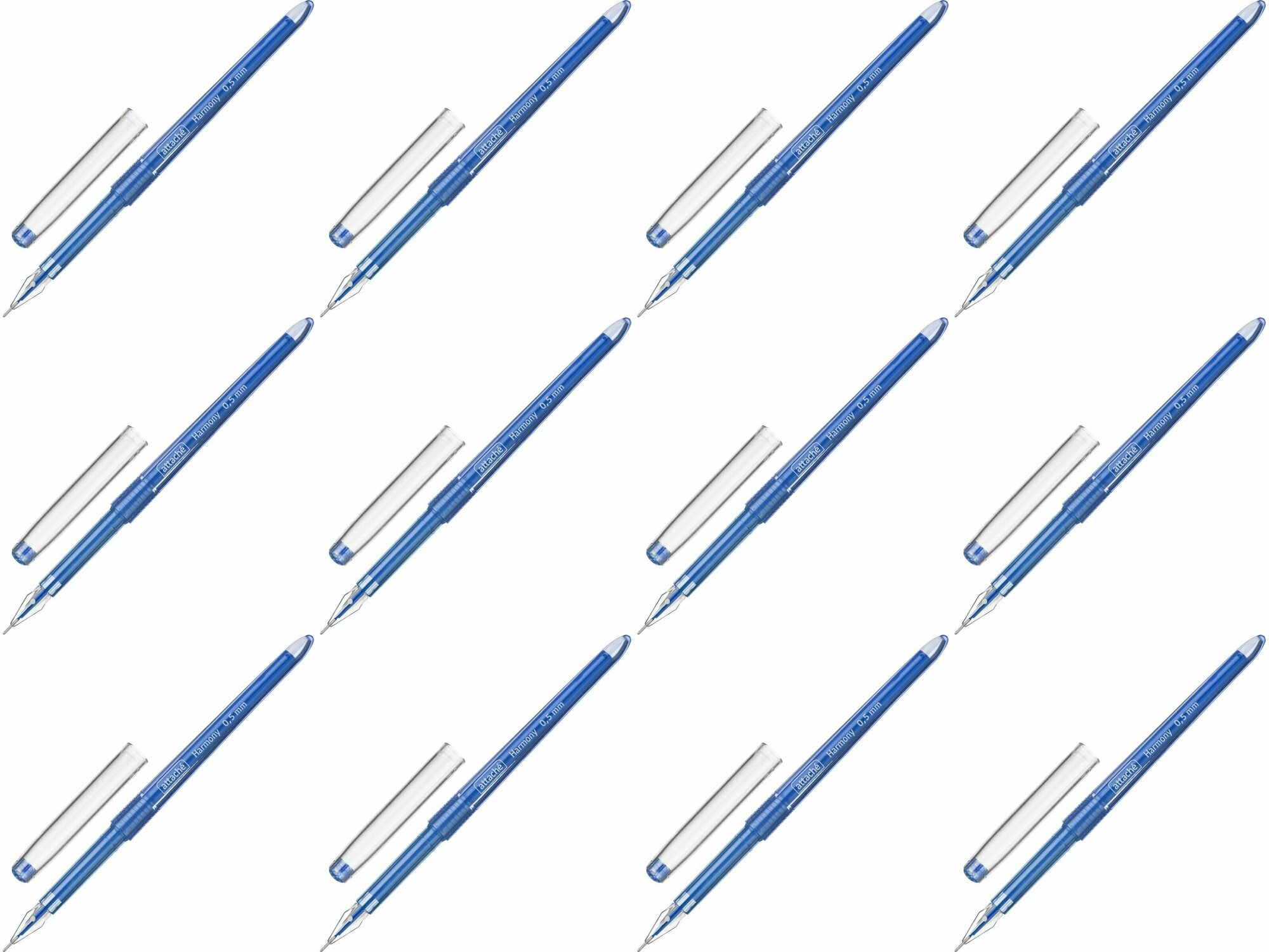 Attache Ручка гелевая неавтоматическая Harmony, цвет чернил-синий, 12 шт