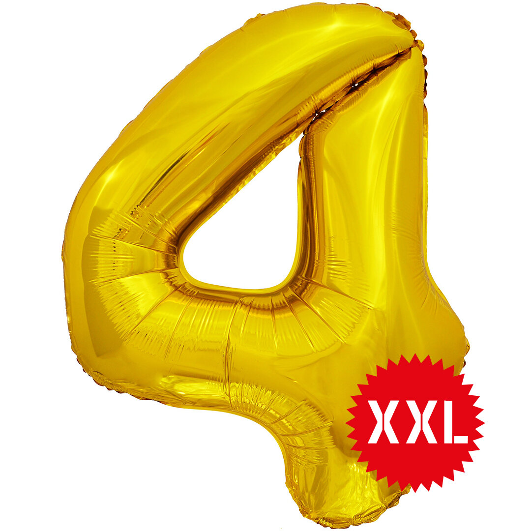 Шар (50'/127 см) Цифра, 4 XXL, Золото, 1 шт. в уп.