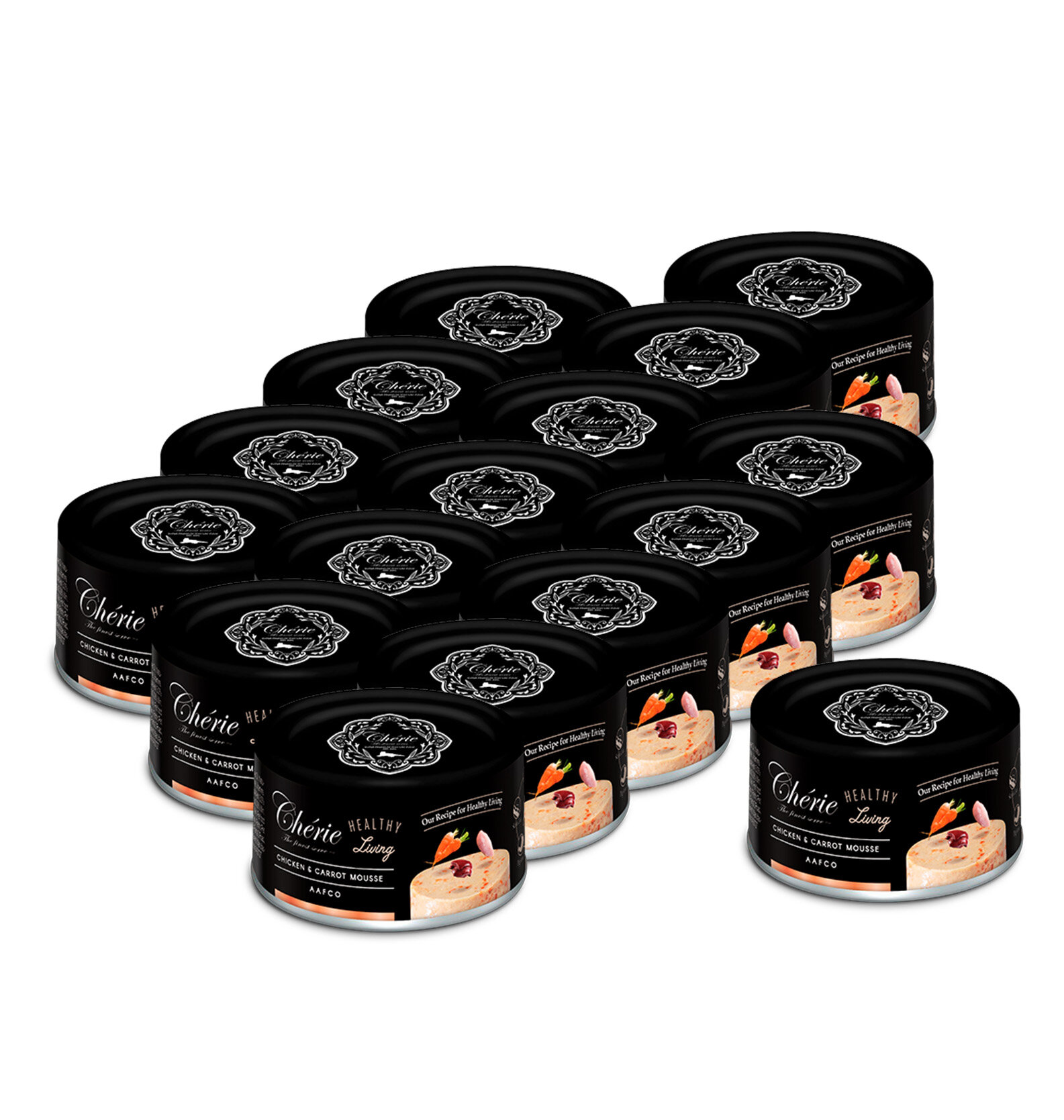 Pettric Cherie Healthy Living влажный корм для взрослых кошек мусс из курицы с морковью, в консервах - 80 г x 16 шт.