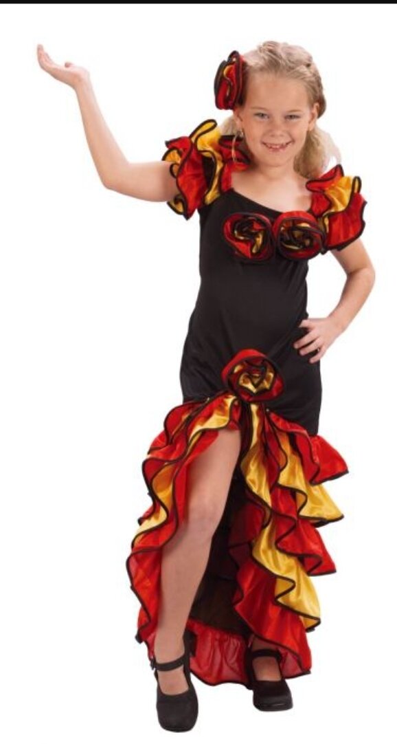 Карнавальный костюм "Кармен"/испанца, 2 предмета: платье, цветок на голову; Размер L/130-140 см