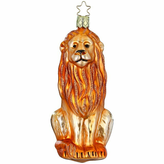 Стеклянная елочная игрушка Лев Тедерик 14 см, подвеска, Inge Glas, 10200S023
