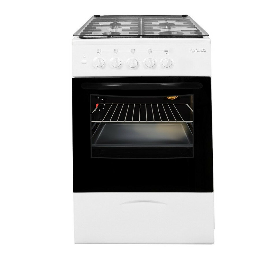 Кухонная плита Лысьва ГП 400МС-2у белая ст/крышка, газовая, 4 конфорки, газ-контроль духовки, 57 л, выдвижной ящик