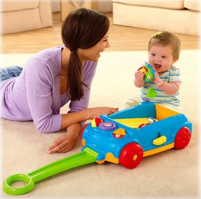 Музыкальная тележка с двумя машинками Fisher Price