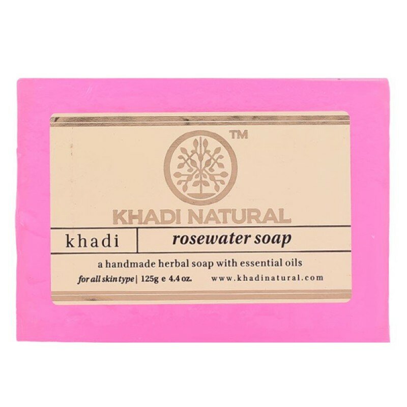 Мыло Розовая вода Кхади (Rosewater soap Khadi), 125 грамм
