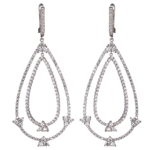 Серьги, серебро, 925 проба, фианит