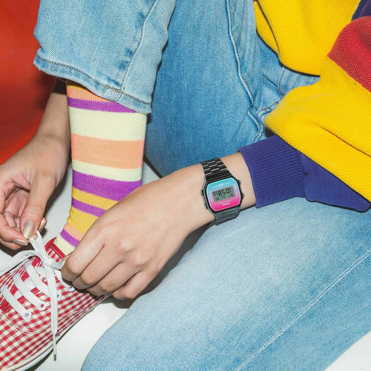 Наручные часы CASIO Vintage, бирюзовый, серебряный, розовый — фото 1