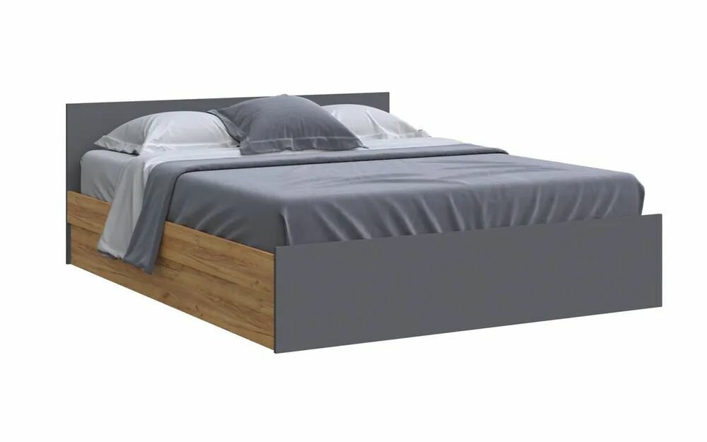 Кровать Басямиф 1,6 м. Графит, Дуб Крафт