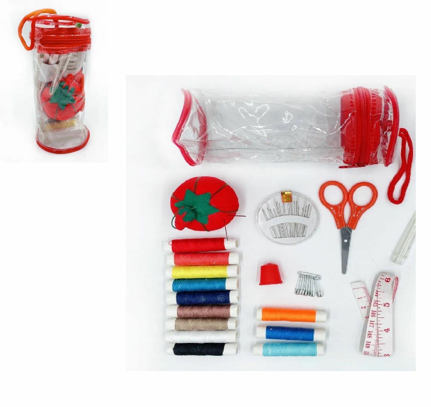 Дорожный набор Швейный в красной косметичке