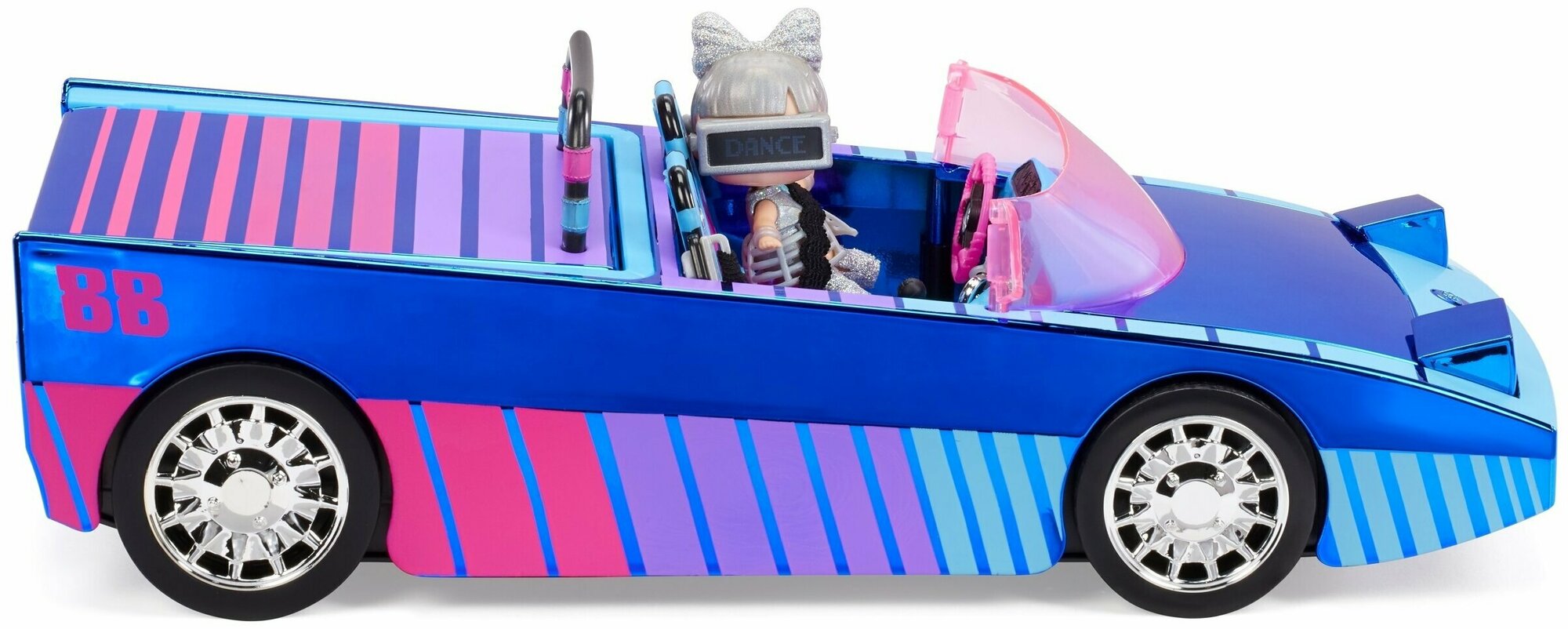 Машина ЛОЛ LOL Surprise Dance Machine синяя 40 см, свет фары,