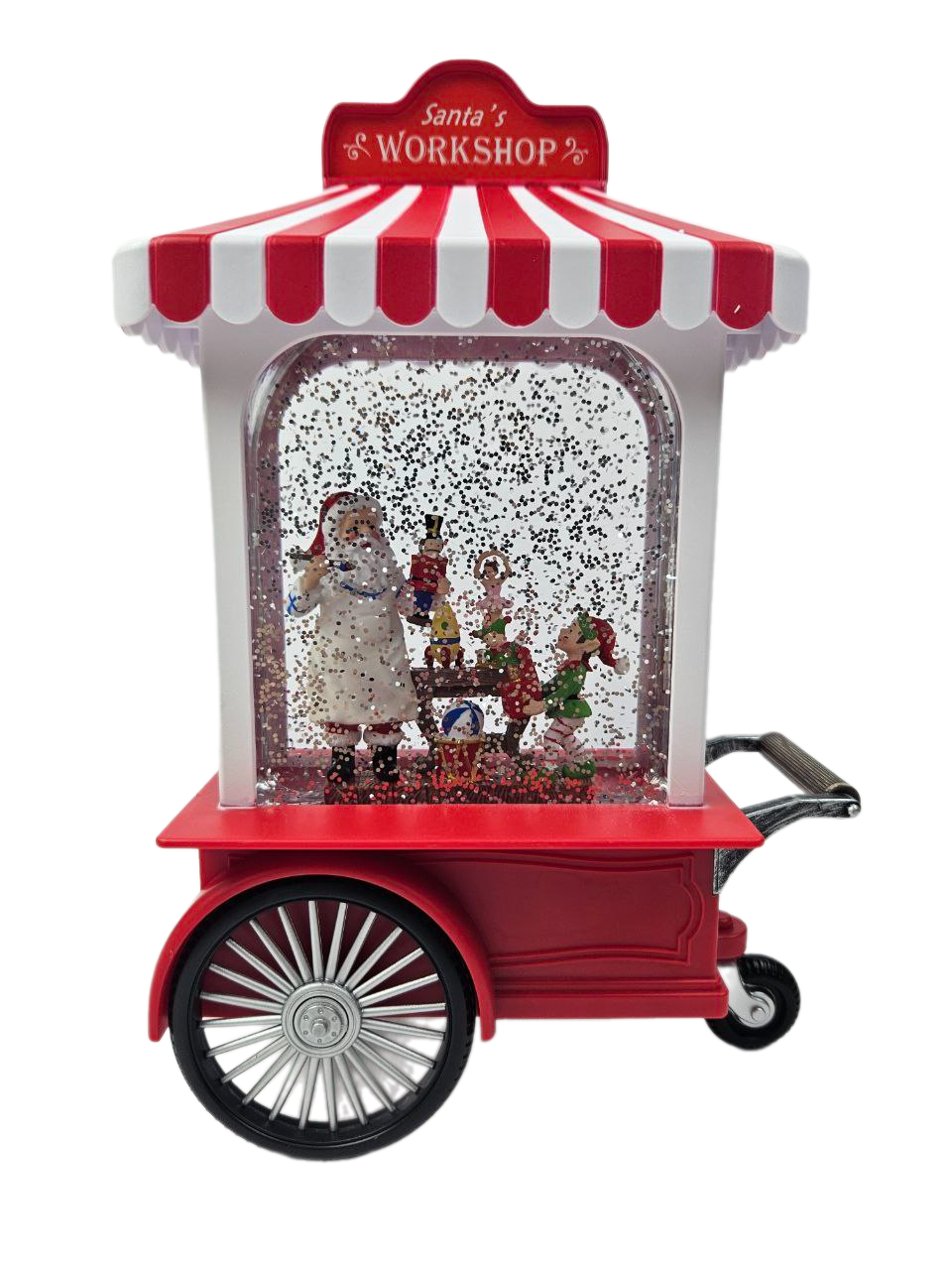 Новогодний светильник-фонарь "Дед мороз делает подарки с эльфом", USB, 3*АА, 26.5*17 см