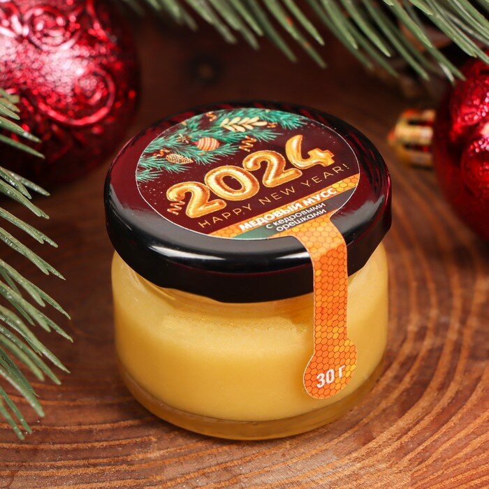 Медовый мусс «Новый 2025 год», с кедровыми орешками, 30 г