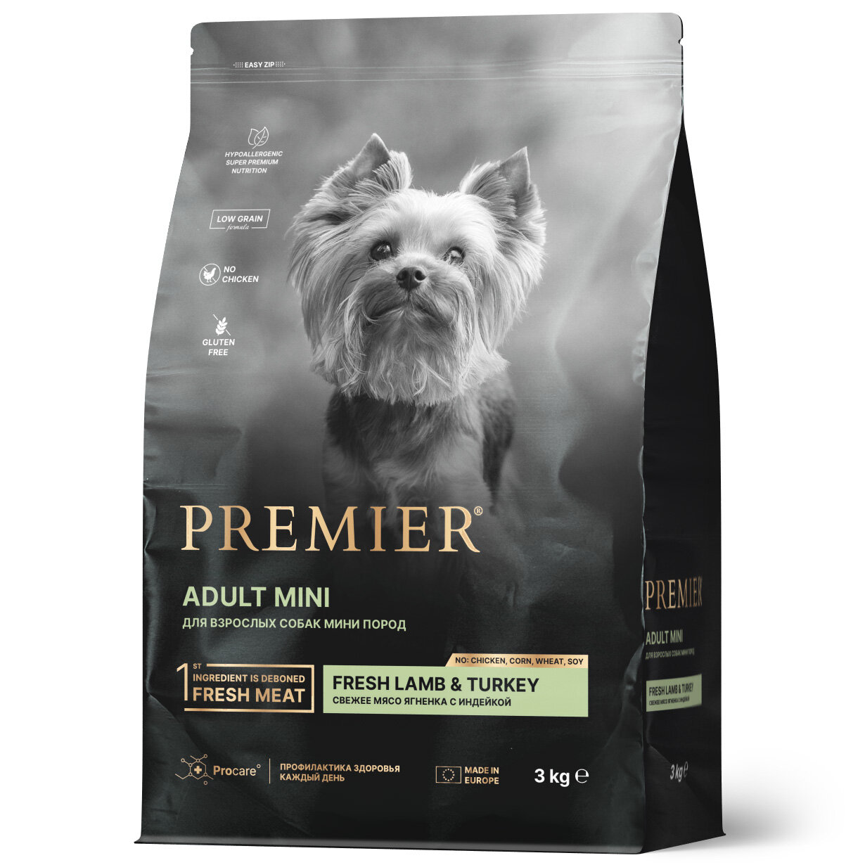 Premier Dog Lamb&Turkey ADULT Mini Свежее мясо ягненка с индейкой для собак мелких пород 3 кг