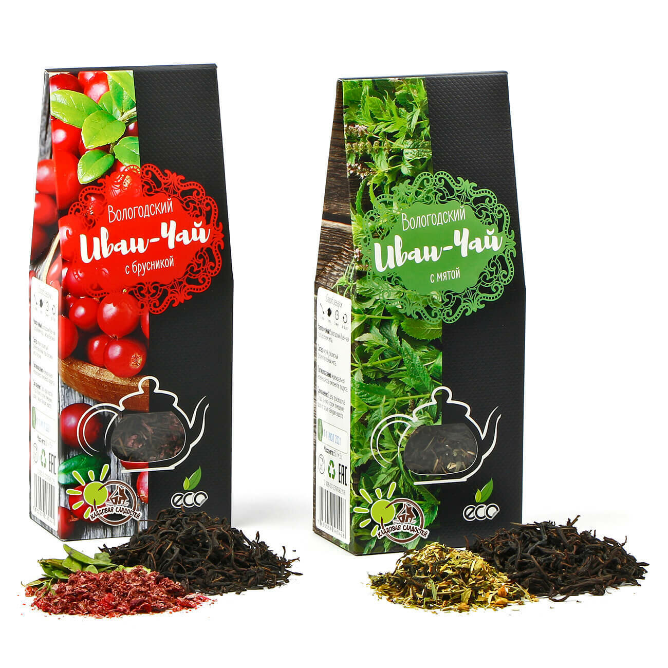 Иван чай с Брусникой и Иван чай с Мятой листовой Вологодский 2 шт.