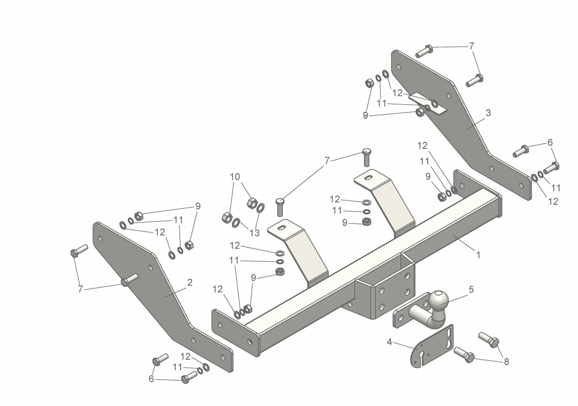 Фаркоп(прицепное) Tavials (со съемным шаром) для Газ 2705 (кроме 4WD без снятия запасного колеса)(паспорт и сертификат в комплекте)(без электрики)T-GAZ-01FC