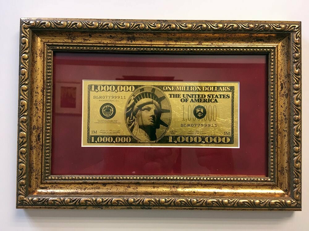 Банкнота золотая подарок Миллион долларов