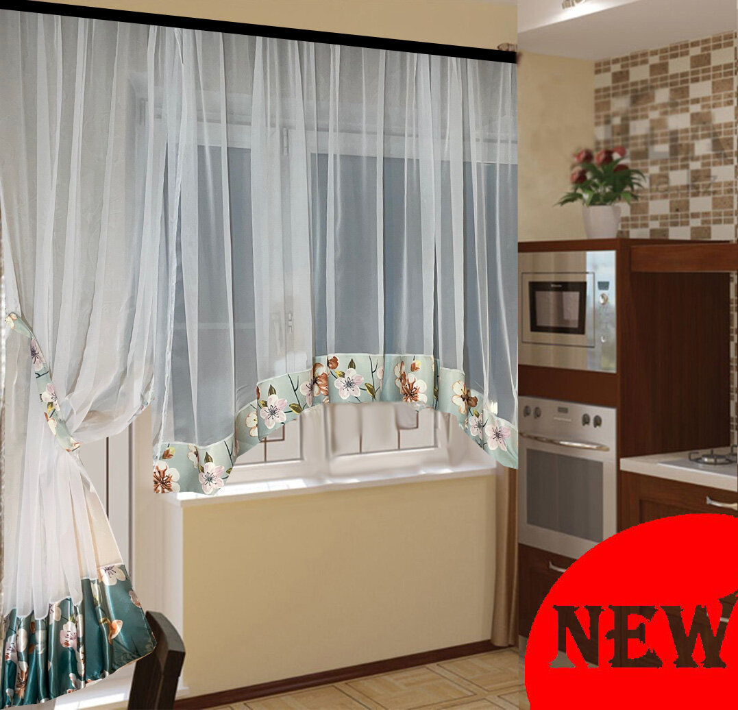 Шторы тюль на окно с балконной дверью