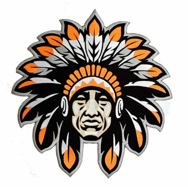 Большая нашивка на куртку, патч, шеврон байкерский, нашивка на спину Вождь, 33х35 см.