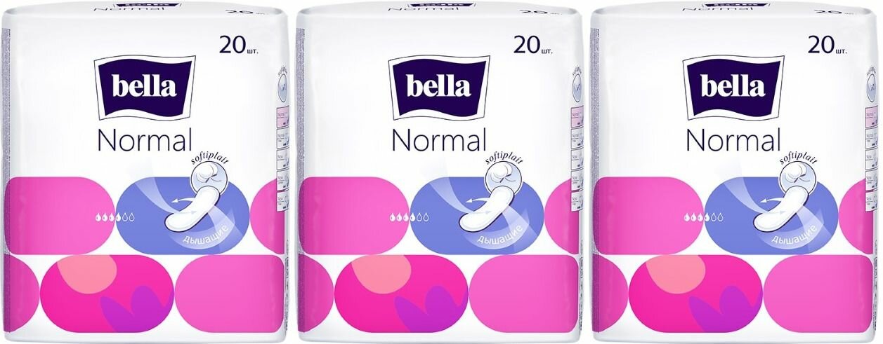 Прокладки Bella Normal softiplait, 20 шт, 3 уп