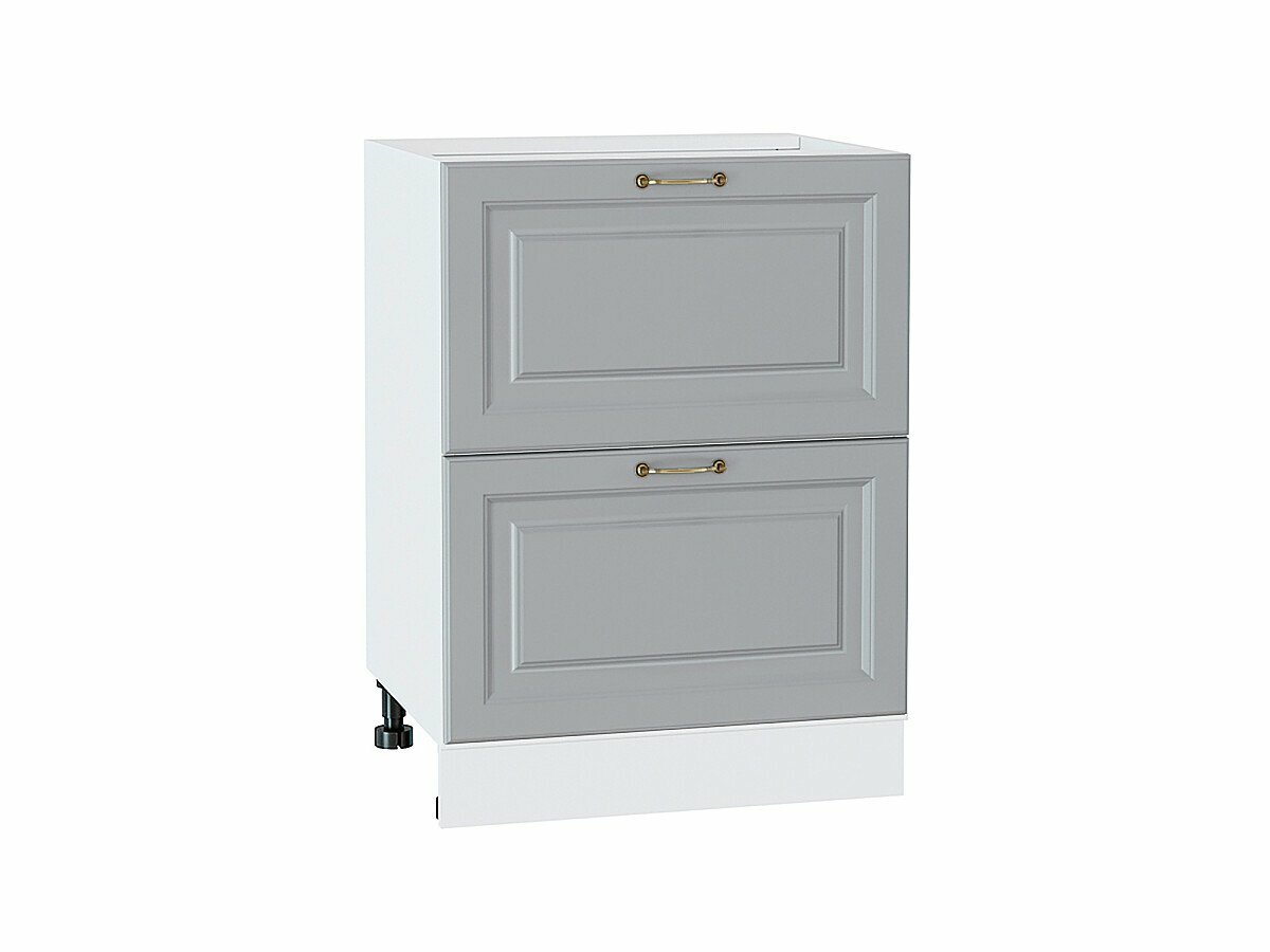 Шкаф нижний с 2-мя ящиками Ницца, цвет фасада Графит, цвет каркаса Белый, 816*600*478 мм