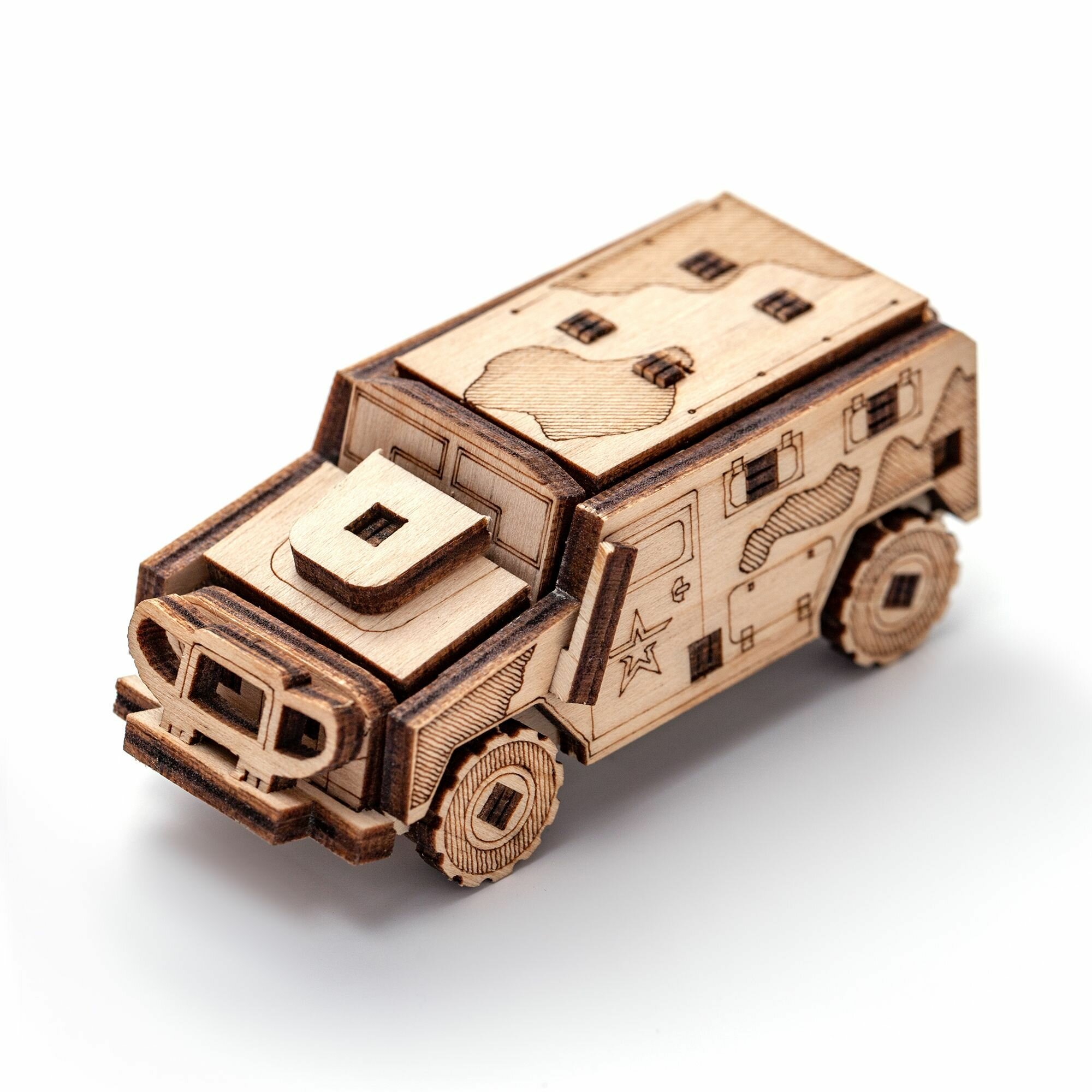 Деревянный конструктор, сборная модель Армия России Бронеавтомобиль