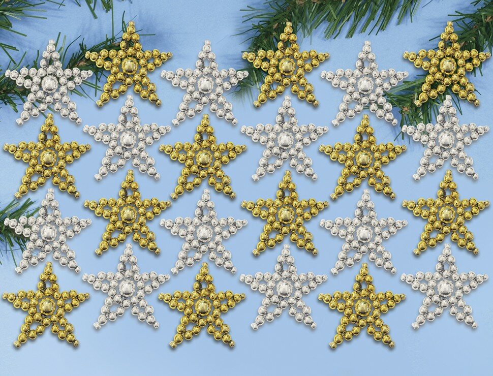 Набор для бисероплетения Design Works #6217 Елочные игрушки "Свет звезд", 5 см
