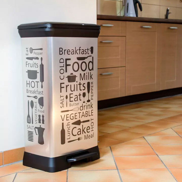 Контейнер для мусора с педалью 2162 серебро/кухня K07