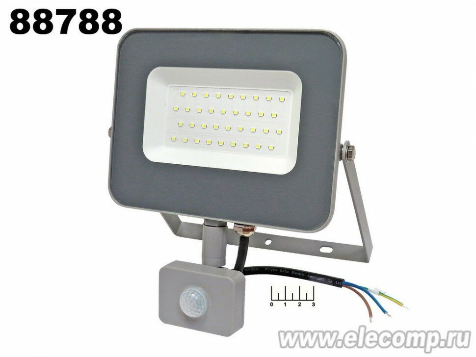 Прожектор светодиодный с датчиком движения 220V 30W 6500K белый холодный 36LED ИЭК СДО 07-30Д IP54