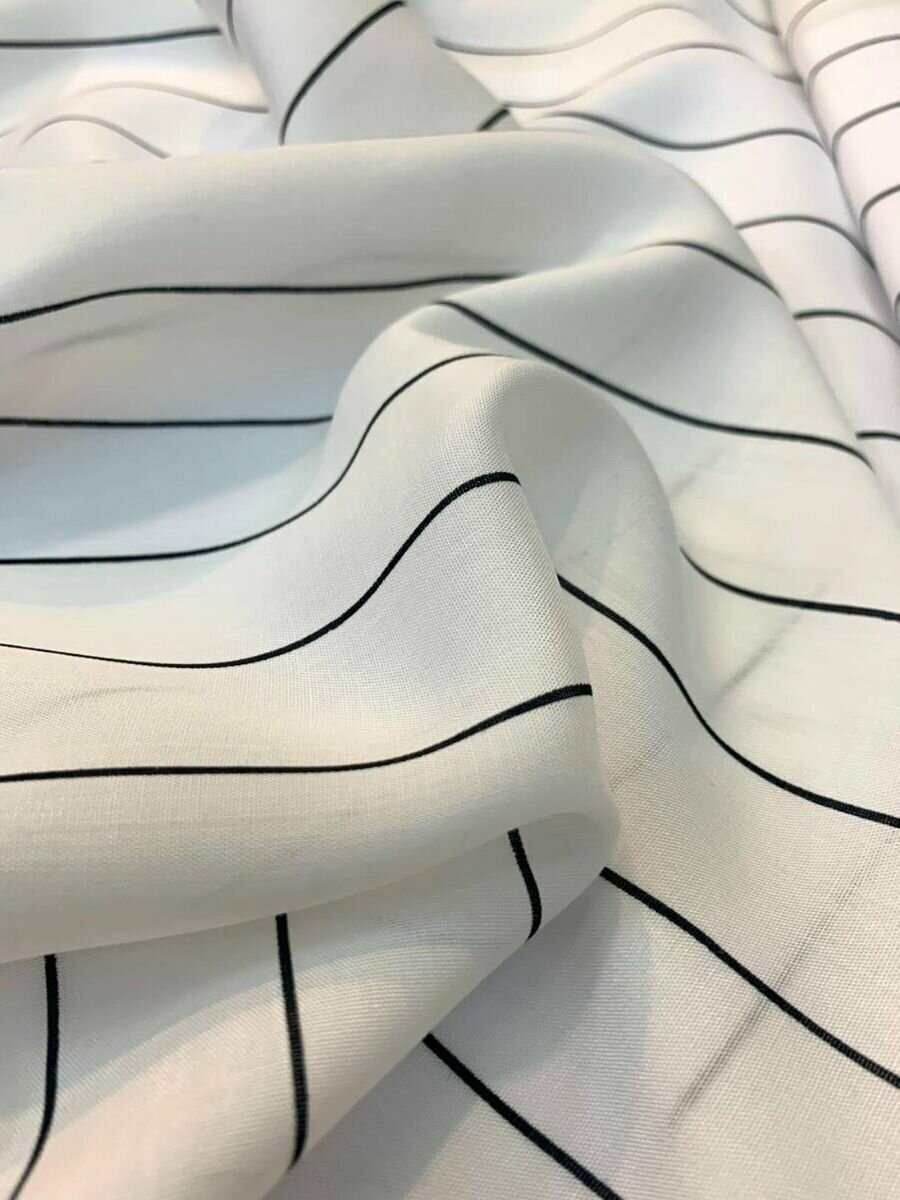 Штапель белый в полоску 100х140 см.