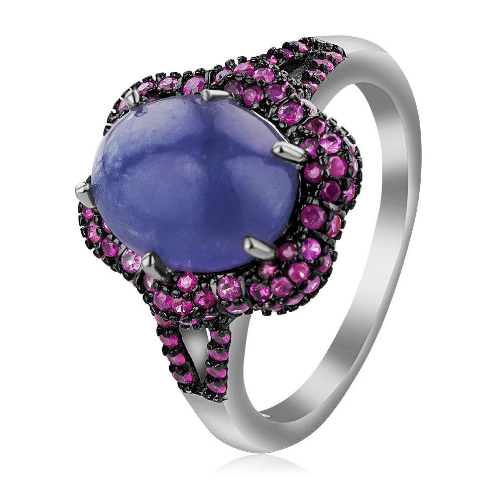 Кольцо, серебро, 925 проба, танзанит, корунд