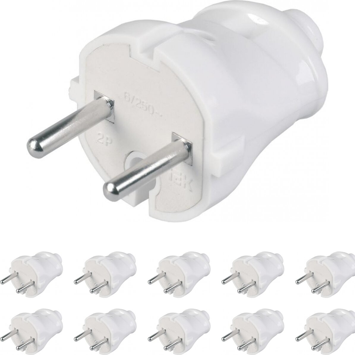 Вилка IEK с прямым вводом IP20 белая (комплект из 10 шт.)