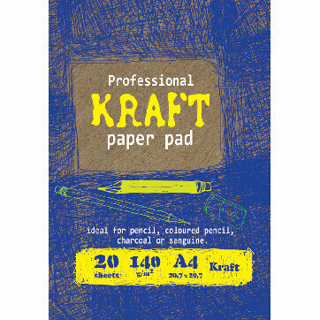 Папка для рисования и эскизов А4,20л, бл. крафт 140г,02656, 1 шт